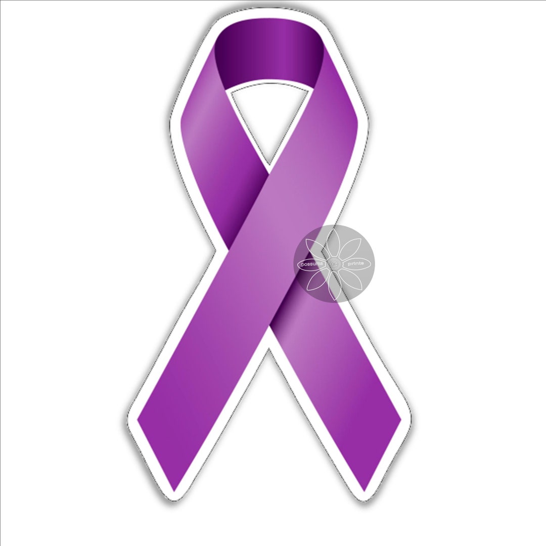 Epilepsy Awareness Purple Ribbon Vinyl Sticker for Car Bumper, Laptop ...