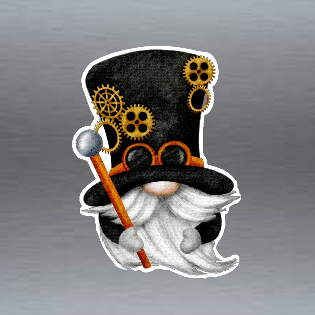 Funny Vinyl Car Bumper Sticker Steampunk Gnome Mustache Beard Black ...