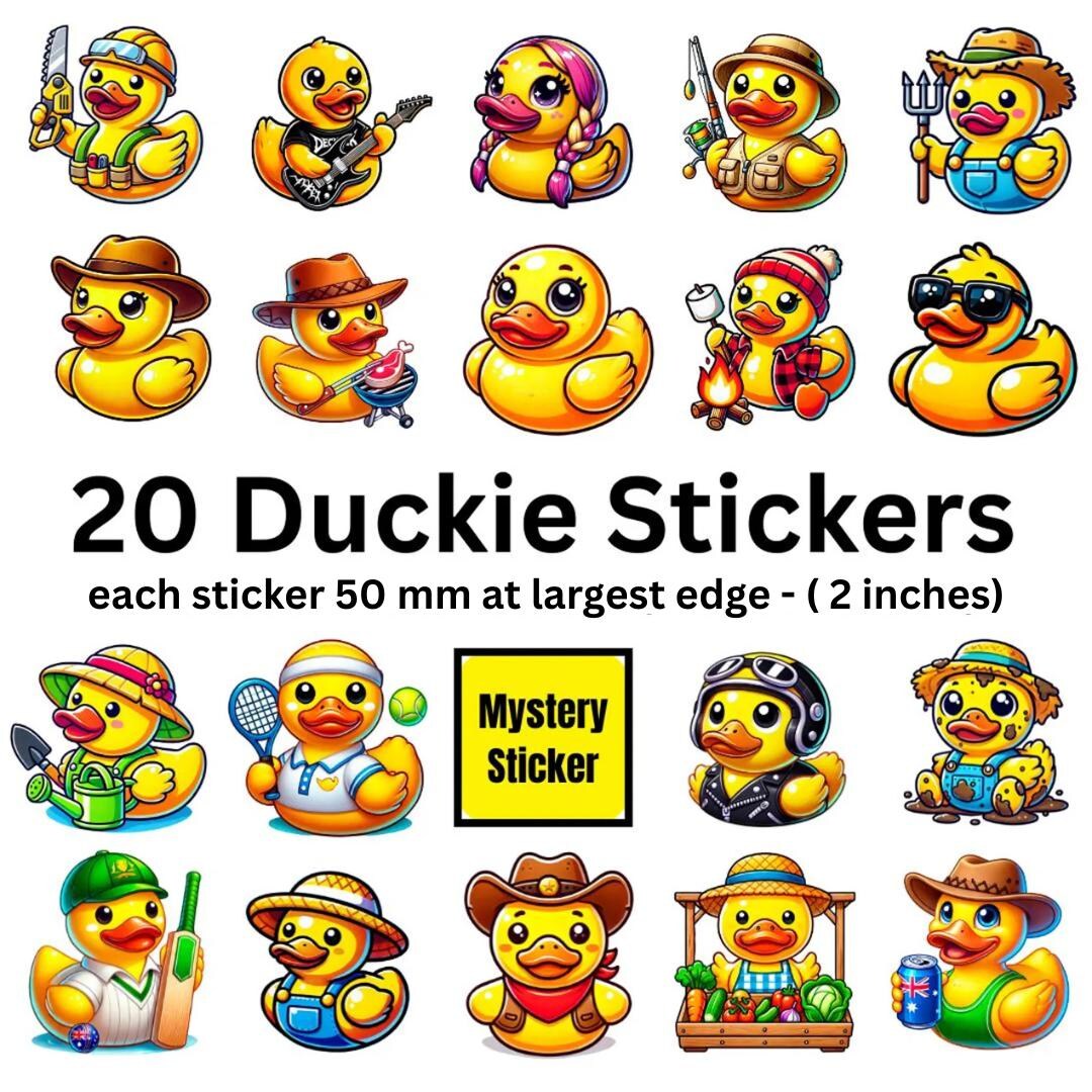 Fun Small Rubber Duckie Vinyl Sticker Set - 20 Different Duckies ...