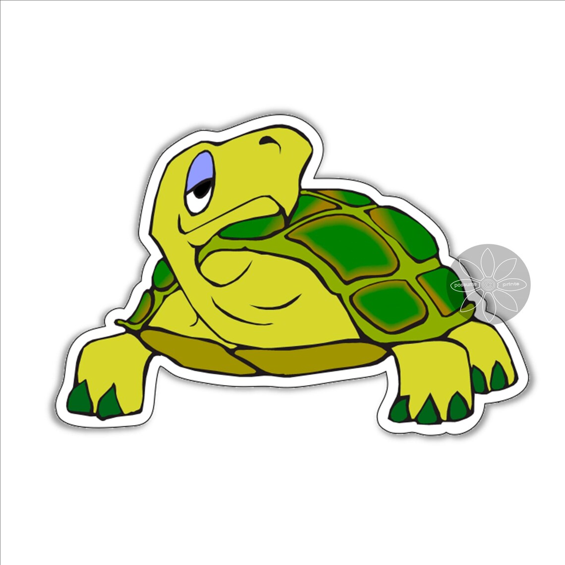 Green Turtle Vinyl Sticker, Sea Turtles, Laptop Stickers, Ocean ...