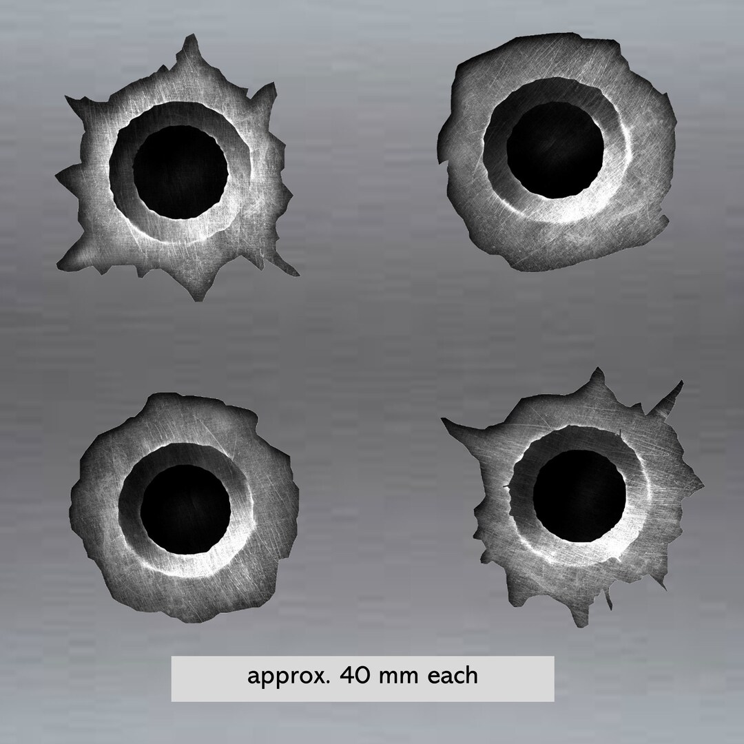 Set of 4 Bullet Holes Vinyl Stickers 40 Mm Each Approx. Gun Realistic ...