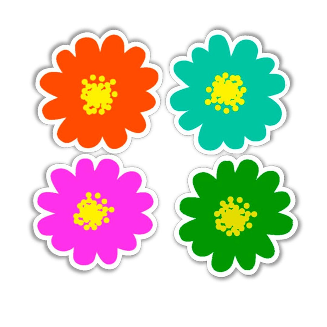 4 X Small Flower Stickers Hippie Style Flower Power Vinyl Stickers for ...