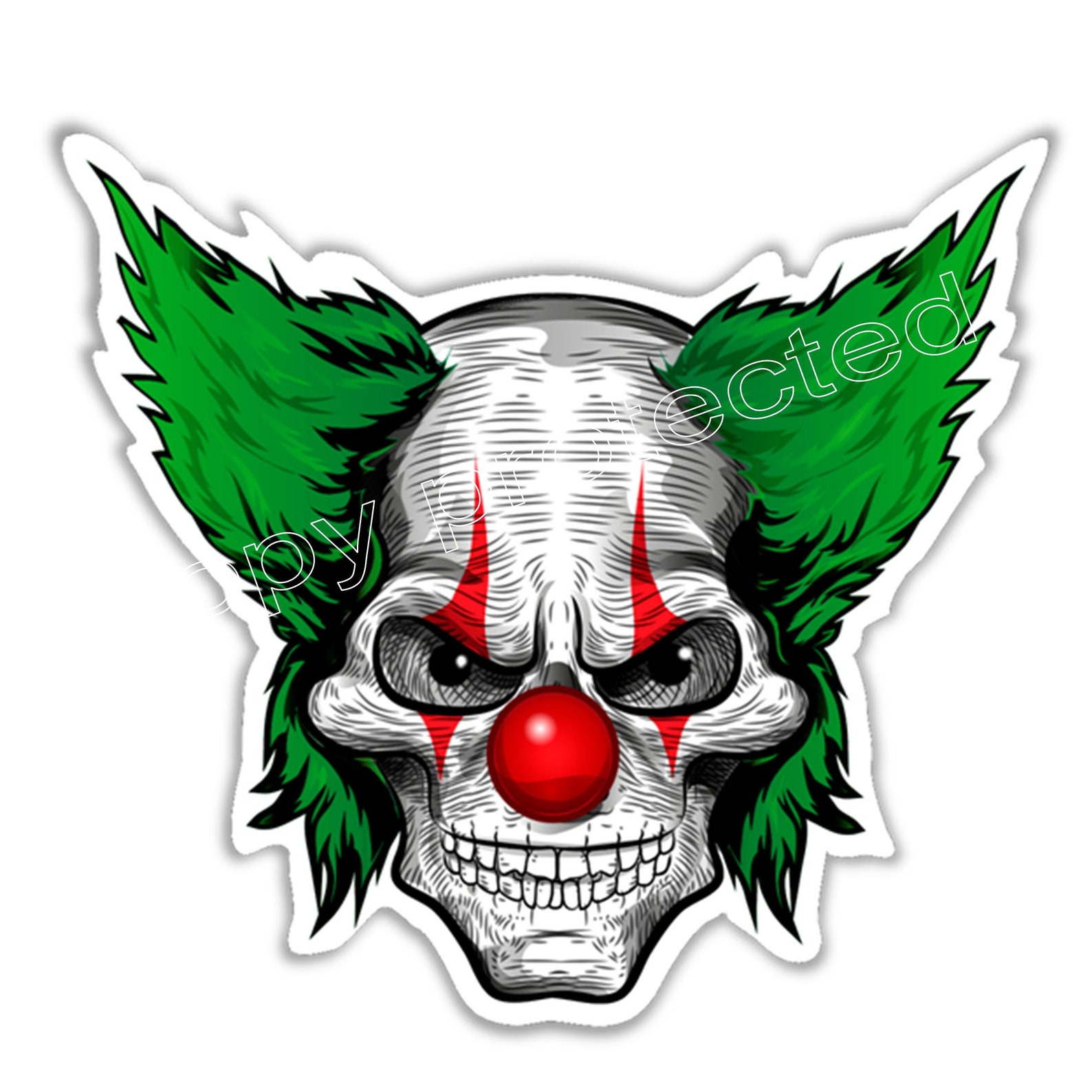 Scary Clown Vinyl Sticker Skull Evil Eyes Green Hair Halloween - Etsy ...