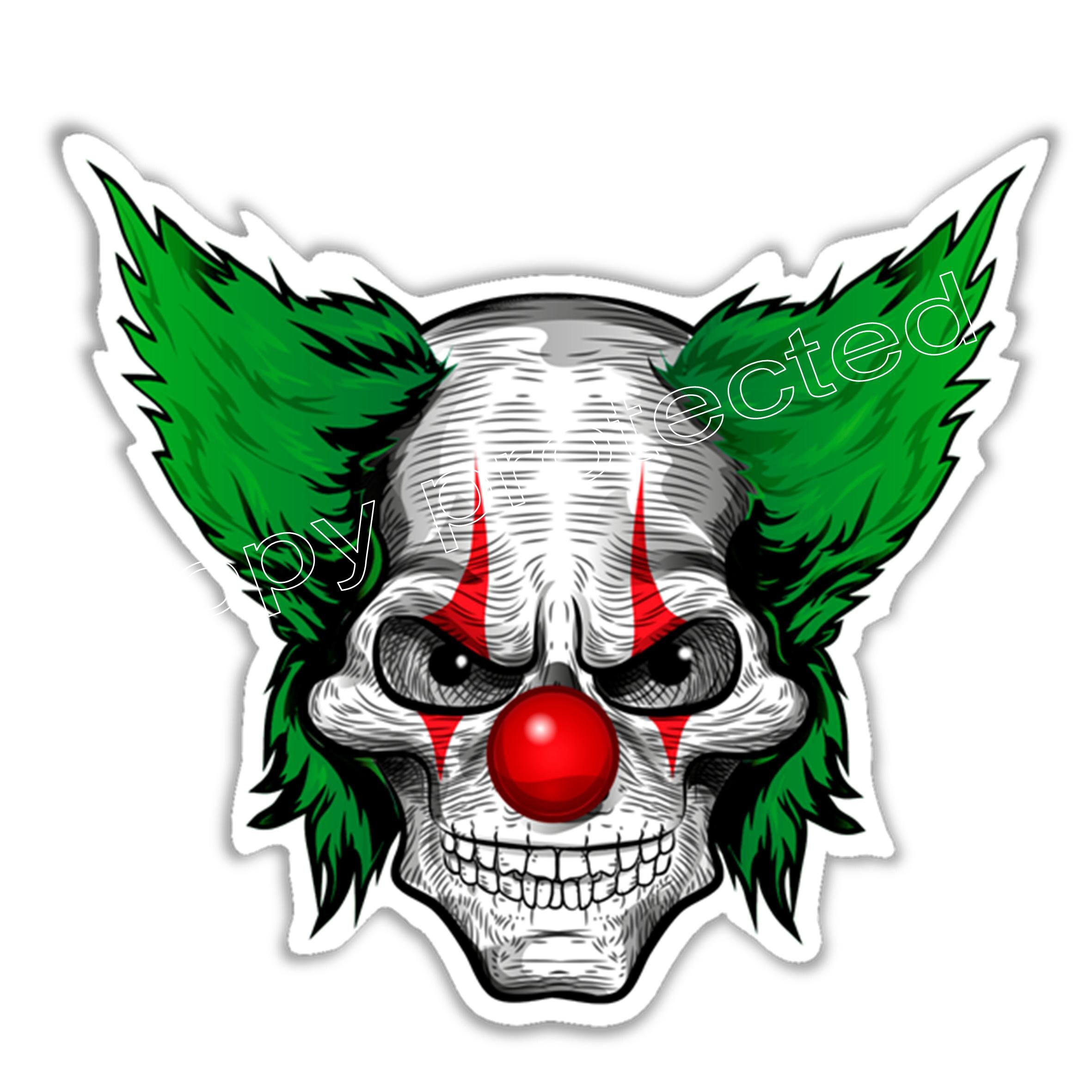 Scary Clown Vinyl Sticker Skull Evil Eyes Green Hair Halloween - Etsy ...