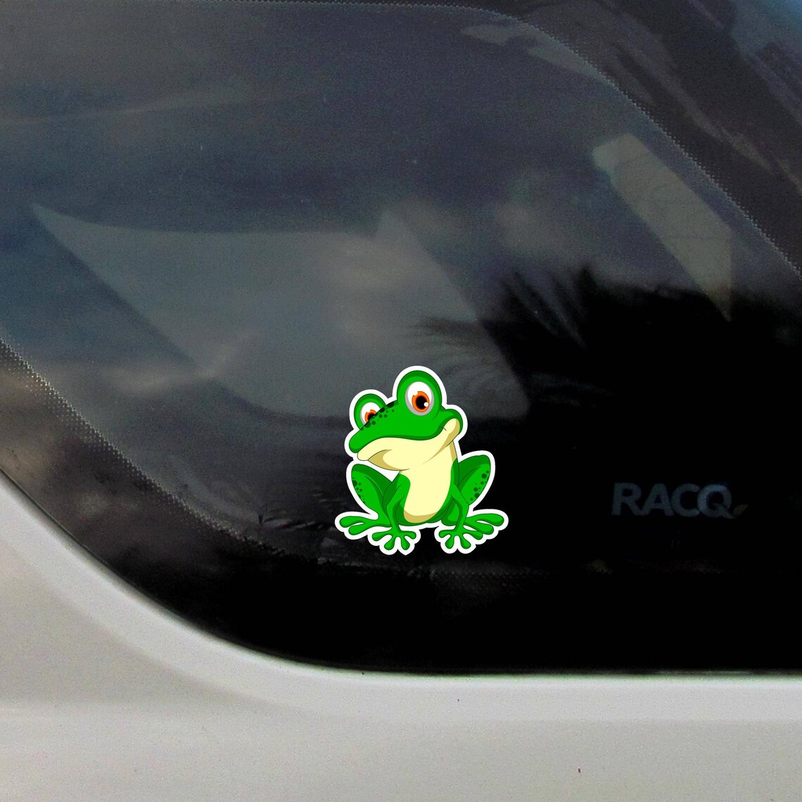 Vinyl Sticker Car Bumper Sticker Bug Eyed Green Frog Cartoon - Etsy
