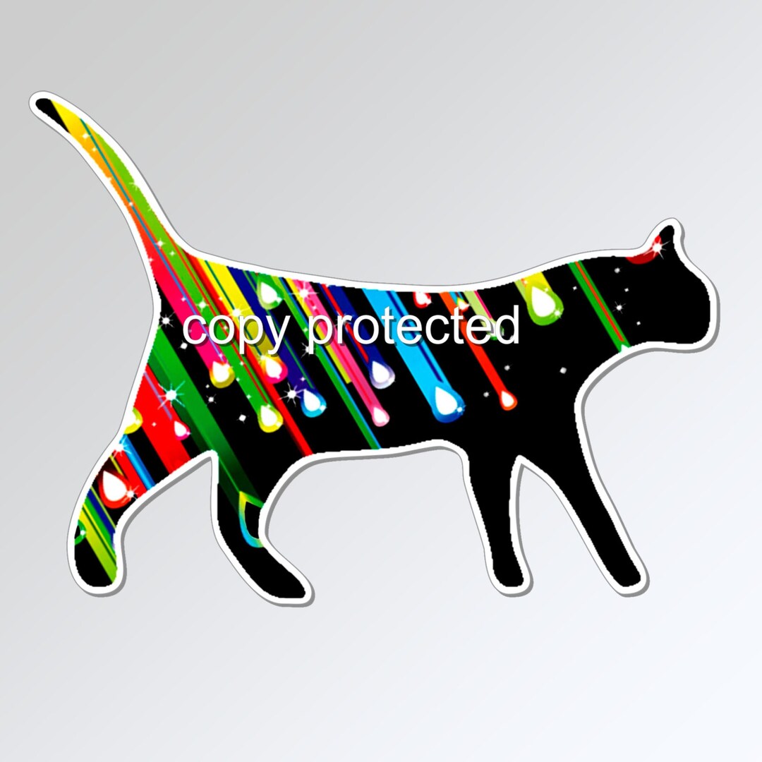 Cat Car Bumper Sticker / Decal. Colorful Walking Cat or Kitten. 125 Mm ...