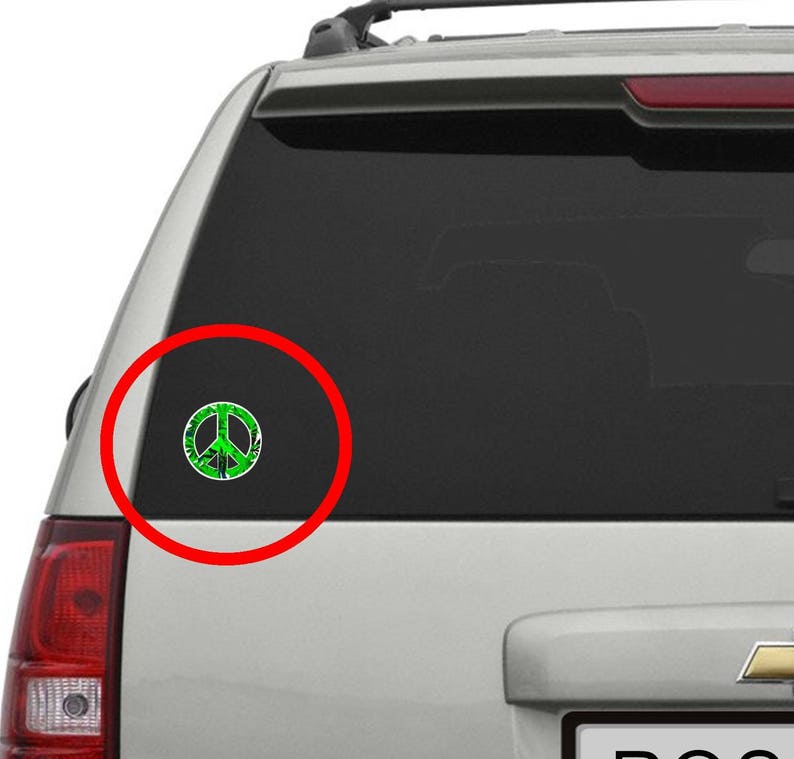 Peace Symbol Vinyl Car Bumper Sticker in Marijuana Leaves Weed - Etsy