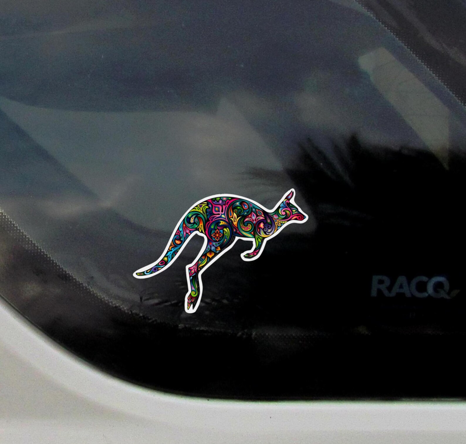Colorful Australian kangaroo vinyl car bumper sticker. | Etsy