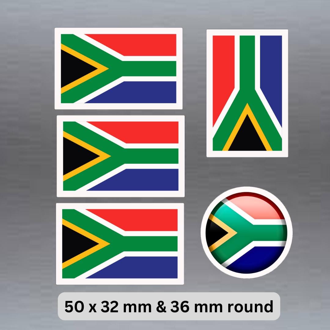 5 X Small South African Flag Stickers. 4 X 40 X 32 Each and 1 X 36 Mm ...