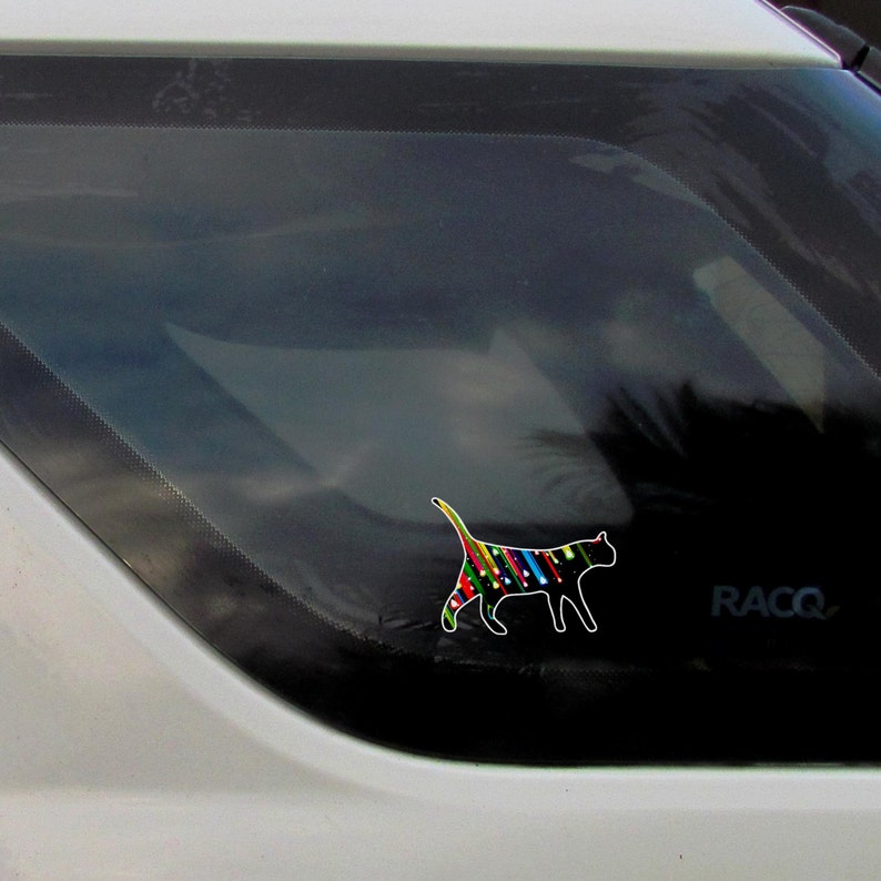 Cat Car Bumper Sticker / Decal. Colorful Walking Cat or | Etsy