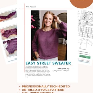 Beginner Knit Pattern: Easy Street Sweater, Picture Aids and Full Video ...