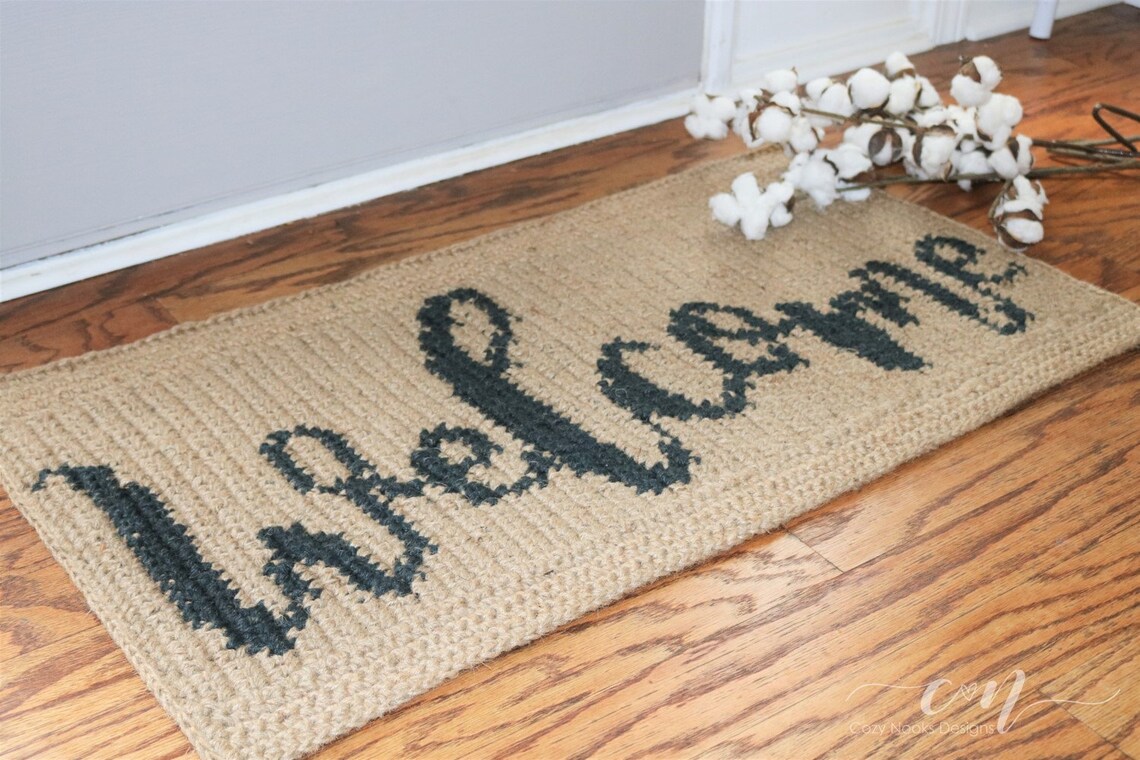 Farmhouse Welcome Mat Crochet Pattern: Jute Rug (PDF Pattern) - Etsy