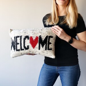 Welcome Pillow Crochet Pattern: Heart & Shamrock Design (PDF Pattern ...