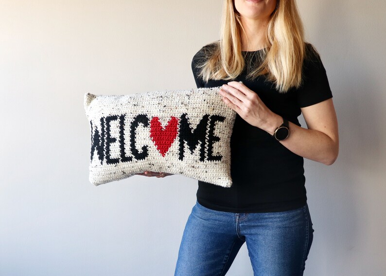 Welcome Pillow Crochet Pattern: Heart & Shamrock Design (PDF Pattern ...