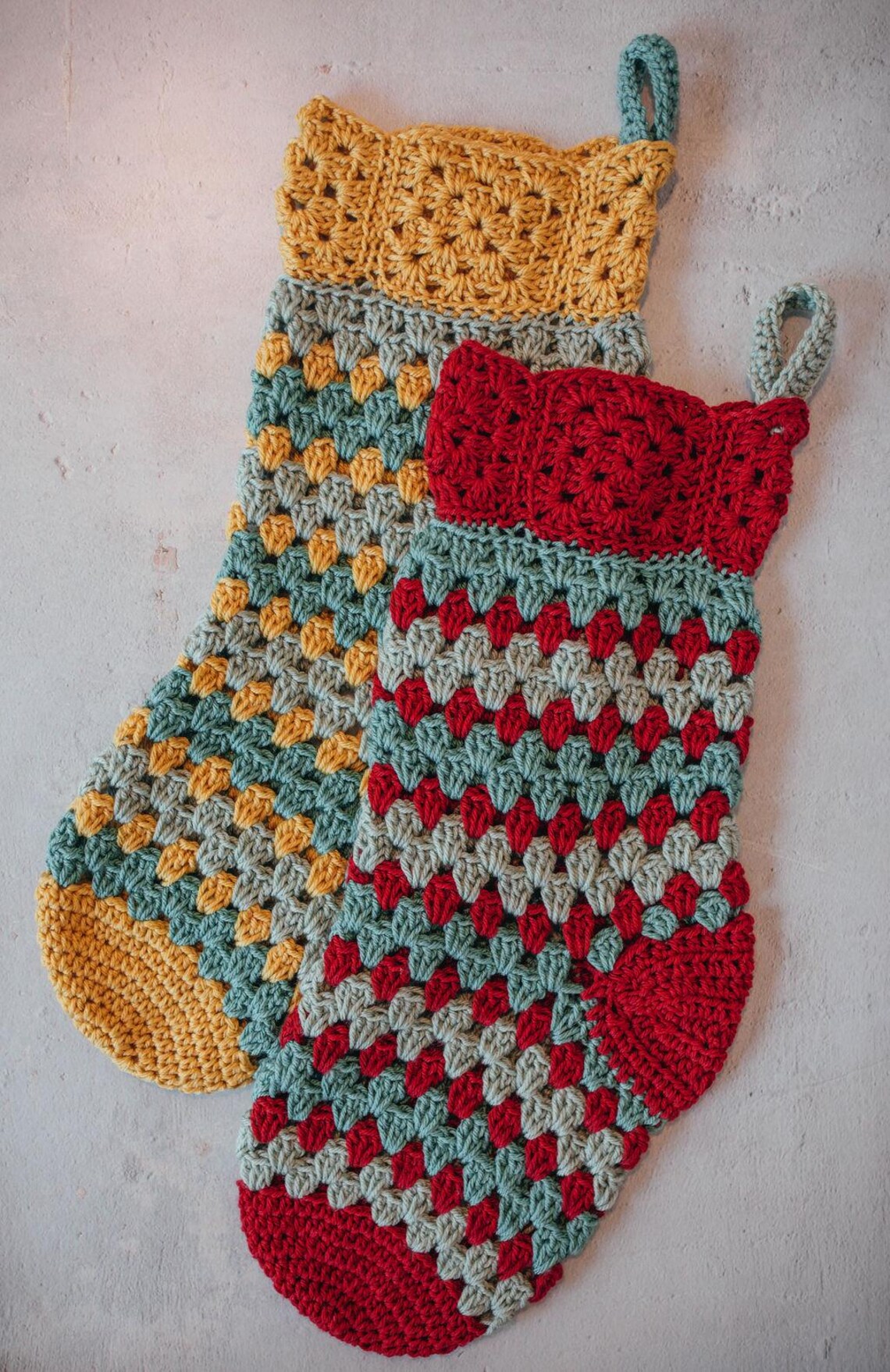 Joyful Stockings Crochet Pattern: Granny Square Christmas Stocking ...