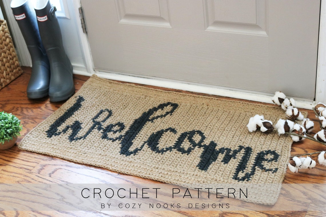 Farmhouse Welcome Mat Crochet Pattern: Jute Rug (PDF Pattern) - Etsy