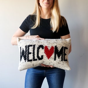 Welcome Pillow Crochet Pattern: Heart & Shamrock Design (PDF Pattern ...