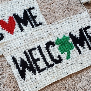 Welcome Pillow Crochet Pattern: Heart & Shamrock Design (PDF Pattern ...