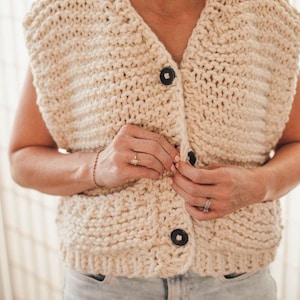 Oversized Boxy Vest Knit Pattern: Beginner Video Tutorial (9 Sizes ...