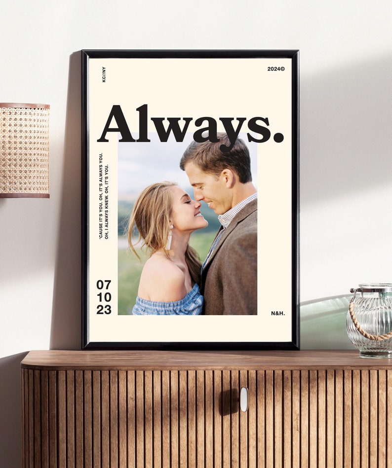 Vintage Personalized Custom Photo Couple Art Print Artwork // Wedding ...