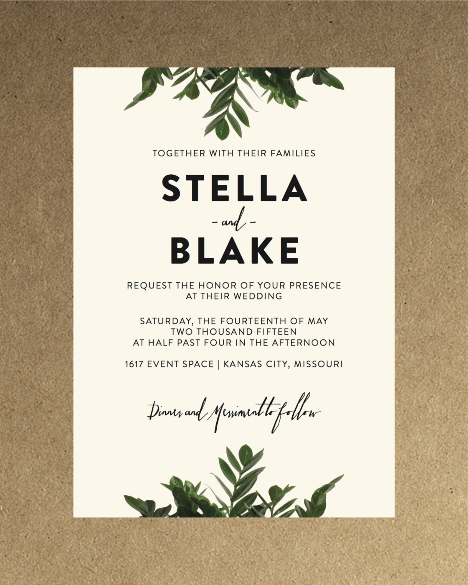Modern Botanical Greenery Wedding Invitation // DIY Printable - Etsy