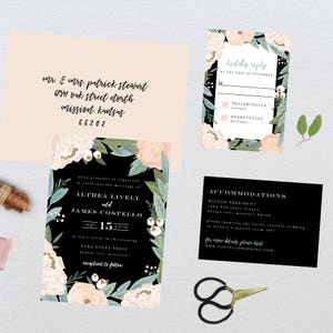 Midnight Floral Botanical Wedding Suite // DOWN PAYMENT Towards Printed ...