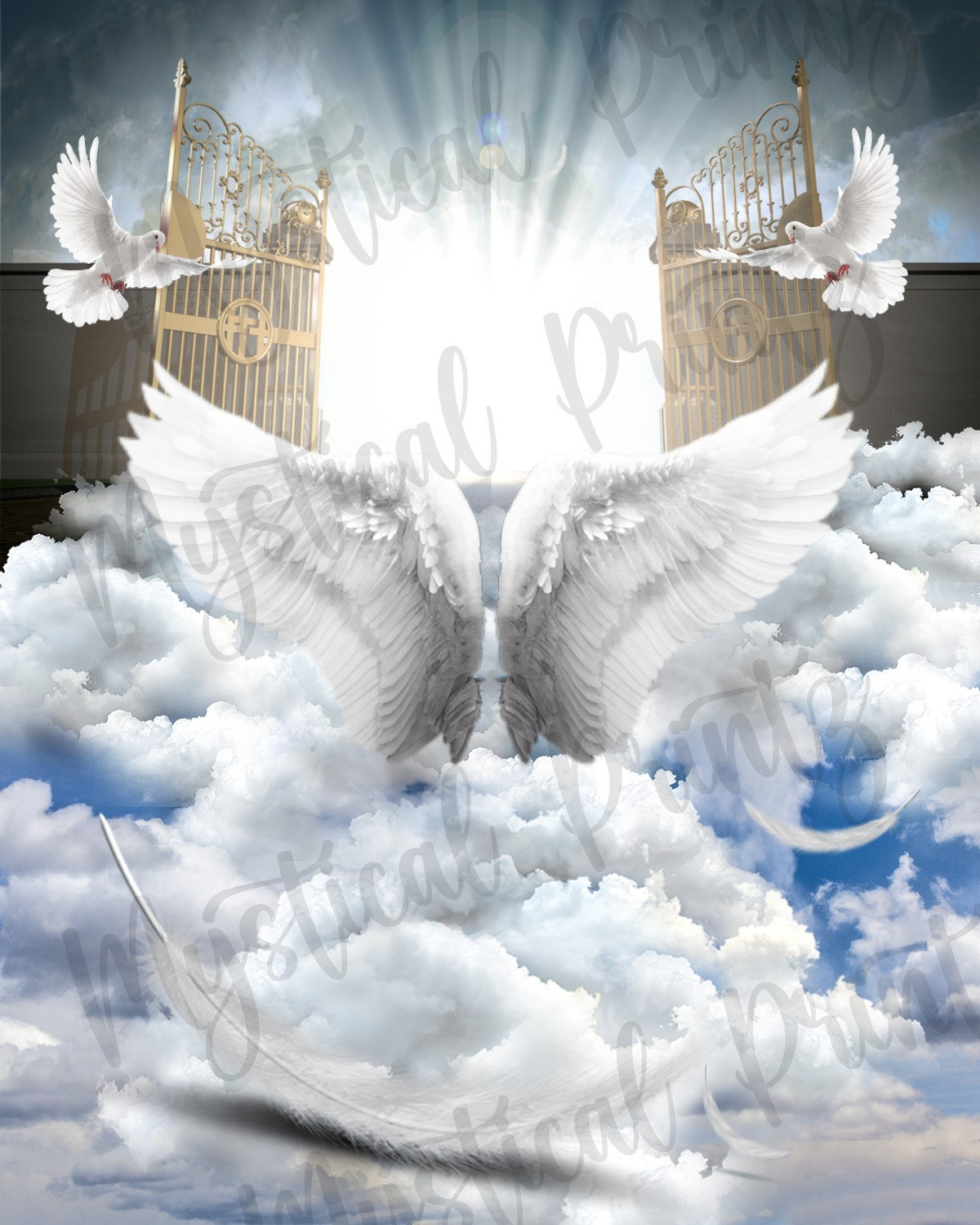 Blue Heavenly Wings With Clouds PSD PNG PDF - Etsy