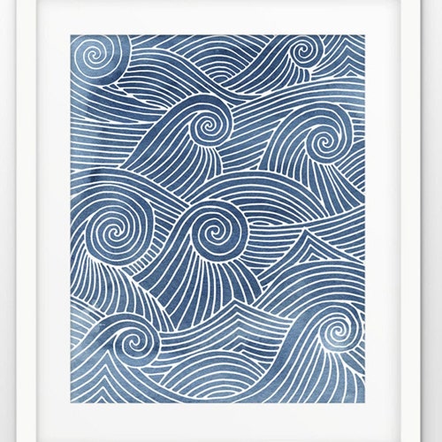 PRINTABLE Ocean Waves Art Print Watercolor Sailing Art Blue - Etsy