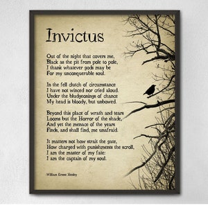 PRINTABLE Invictus Typography Print, Inspirational Poster, Student Wall ...