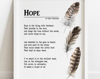 PRINTABLE Hope Poem by Emily Dickinson, Inspirational Wall Art, Hope is ...