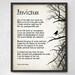 Invictus Poem by William Ernest Henley Typography Print, Inspirational ...