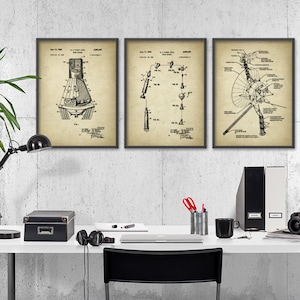 NASA Spacecraft Poster Set of 3 - Mercury Space Capsule Patent ...