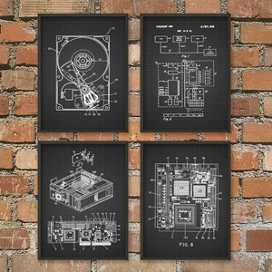 Computer Geek Wall Art Poster Set of 4 No.2 - Computer Room Home Decor ...