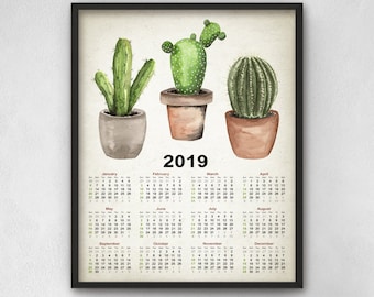 Cactus calendar | Etsy
