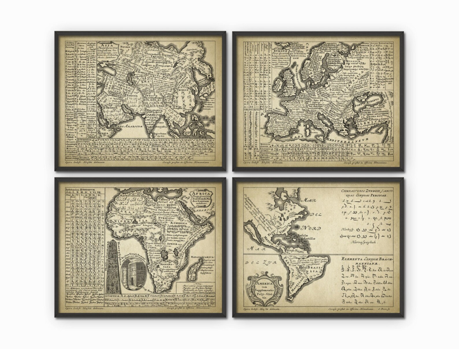 World Languages Art Print Set of 4 - Linguistics Study - World ...