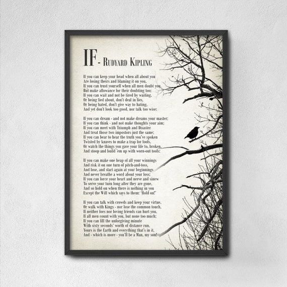 If by Rudyard Kipling Typography Print Inspirational Poster