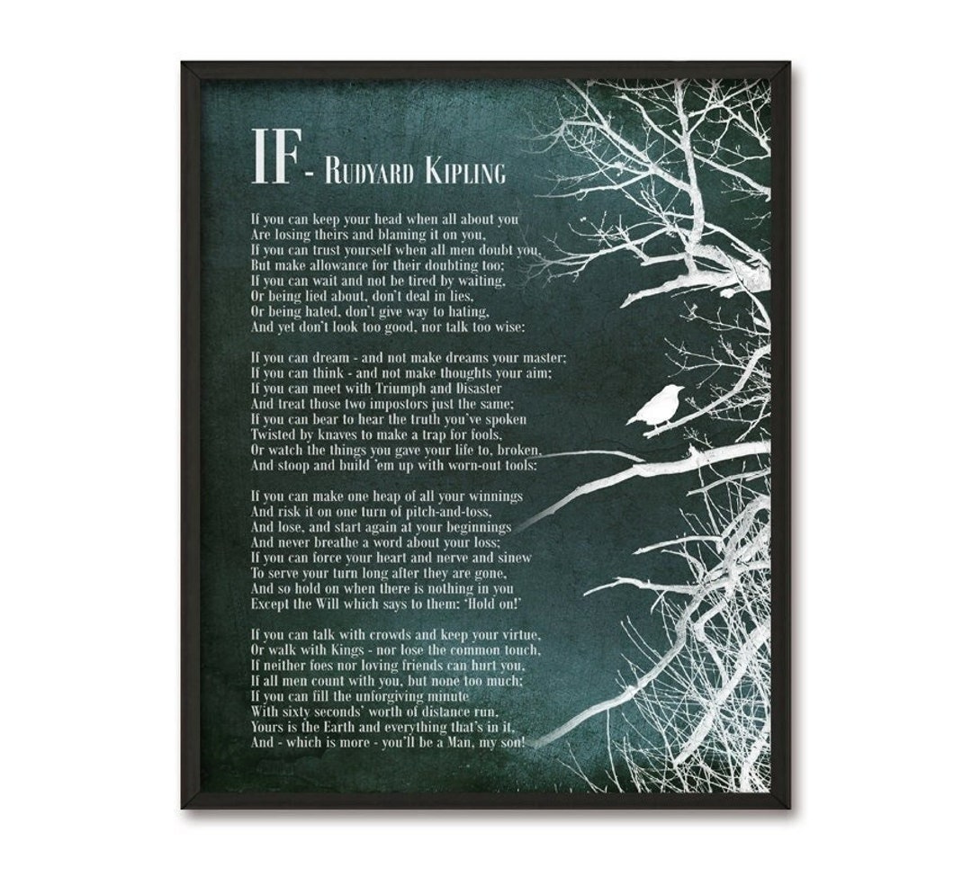 If Poem by Rudyard Kipling Poster, Inspirational Print, Student Wall ...