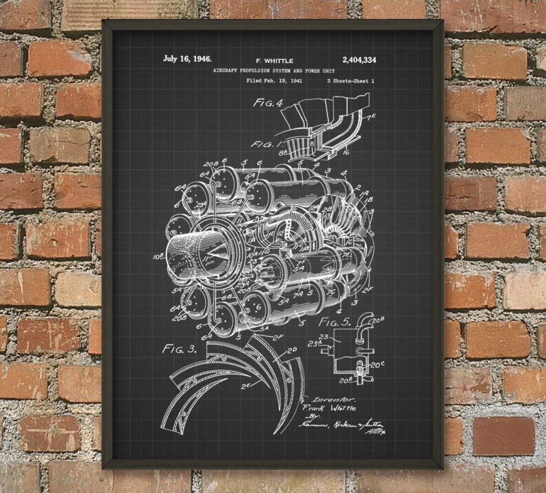 Jet Engine Patent Print, Frank Whittle Patent Wall Art Poster, Turbojet ...