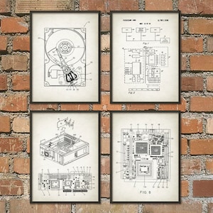 Computer Geek Wall Art Poster Set of 4 No.2 - Computer Room Home Decor ...