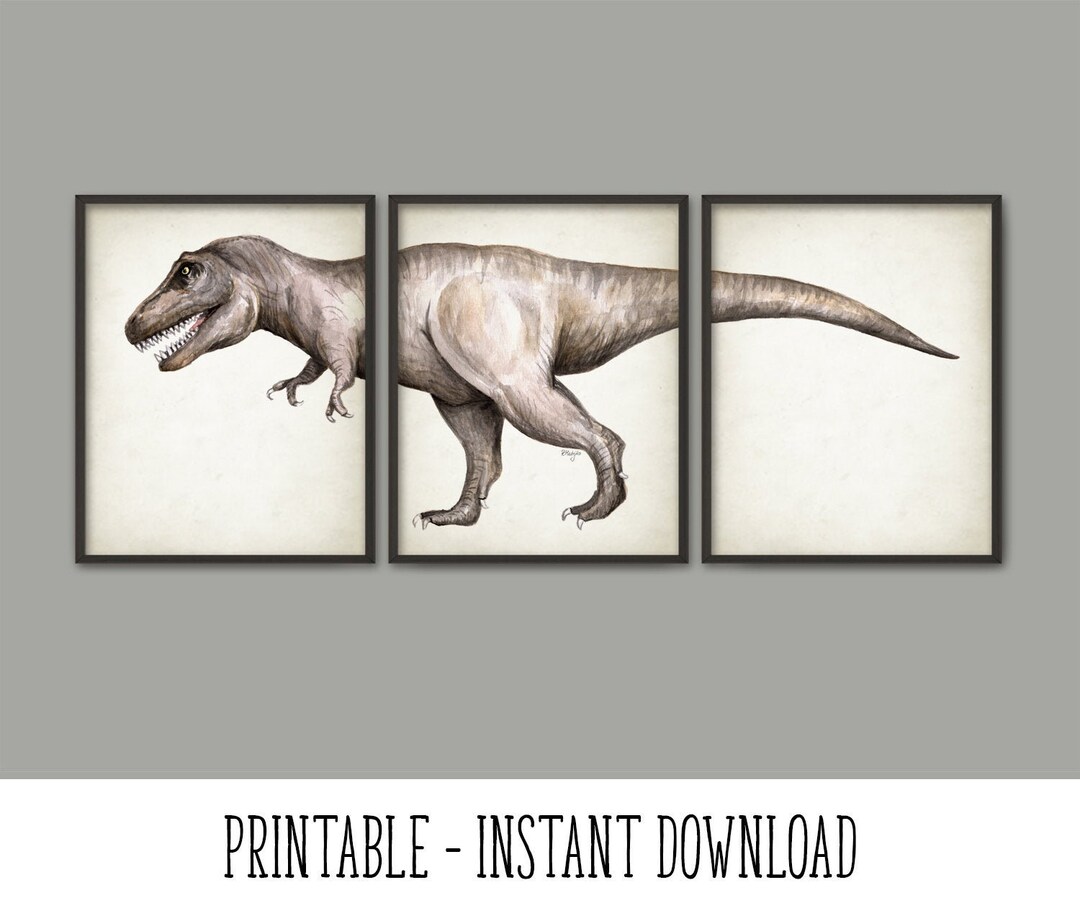 PRINTABLE Tyrannosaurus Rex Dinosaur Watercolor Art Poster Set of 3 ...