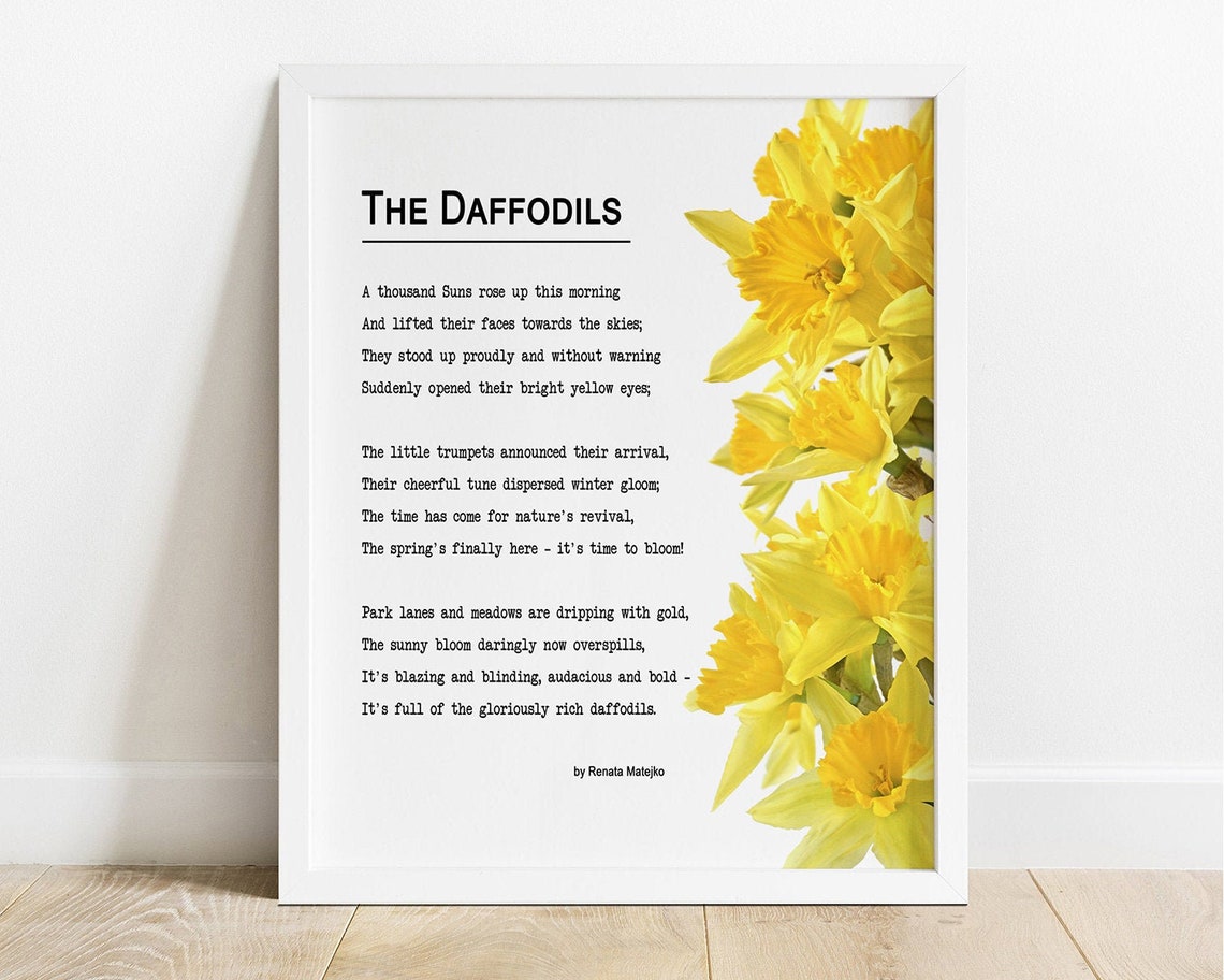 PRINTABLE Daffodils Poem, Spring Printable Easter Wall Art, Yellow ...