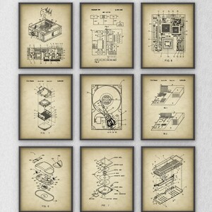 Ultimate Computer Patent Wall Art Poster Set of 9 Computer Room Home ...