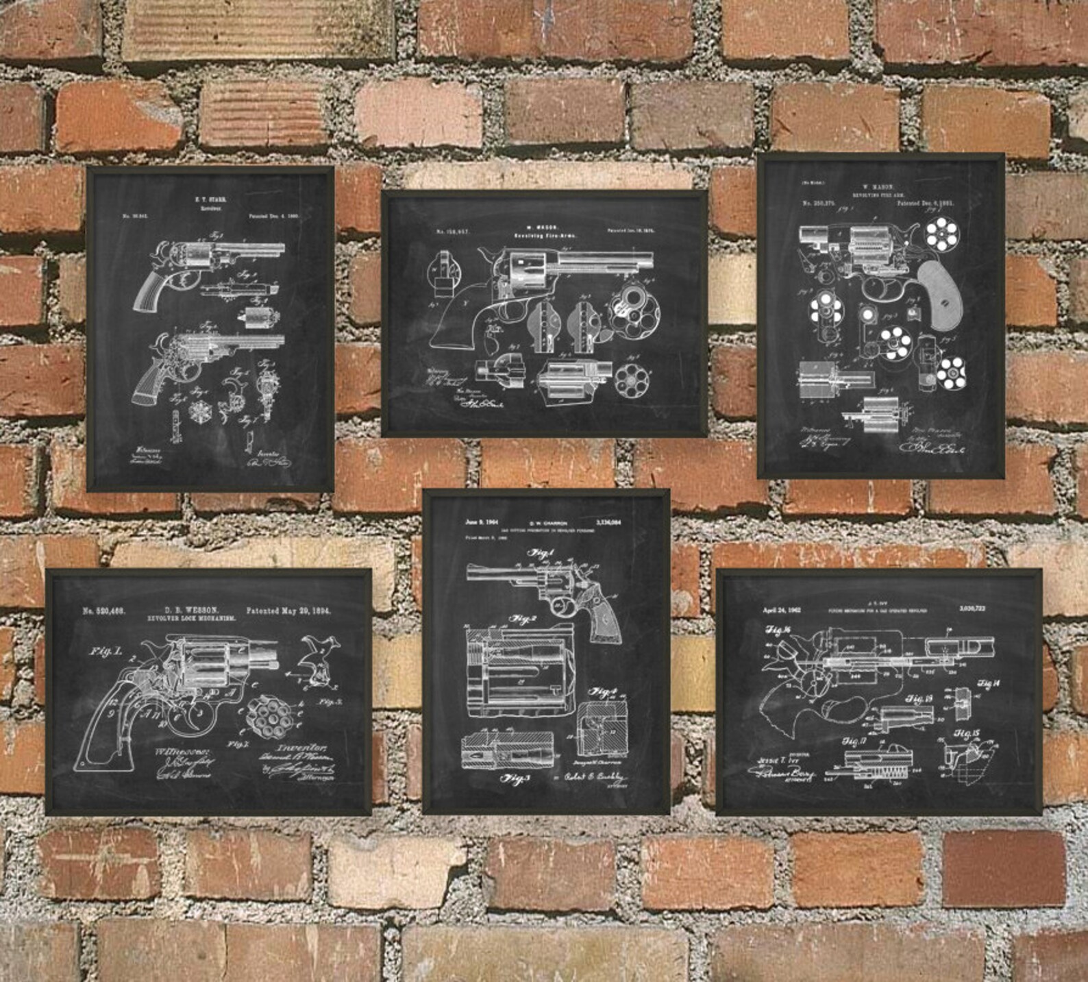Ultimate Revolver Gun Patent Print Set of 6 - Revolver Patents - Gun ...