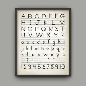 Alphabet Chart Childrens Room Wall Art Print, Back to School Wall Art ...