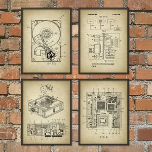 Computer Geek Wall Art Poster Set of 4 No.2 - Computer Room Home Decor ...
