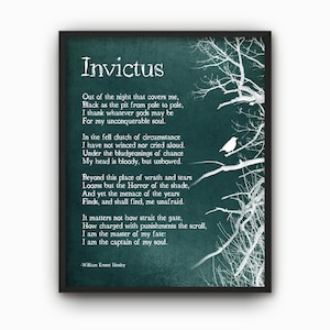 Invictus Poem by William Ernest Henley Typography Print, Inspirational ...