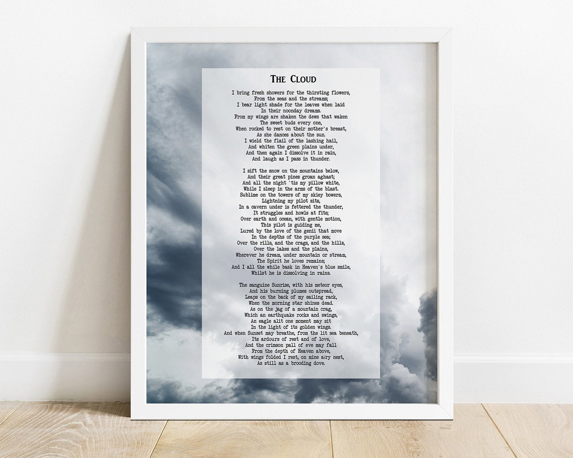 PRINTABLE the Cloud Poem by Percy Bysshe Shelley Printable - Etsy UK