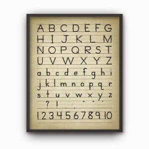 Alphabet Chart Childrens Room Wall Art Print, Back to School Wall Art ...
