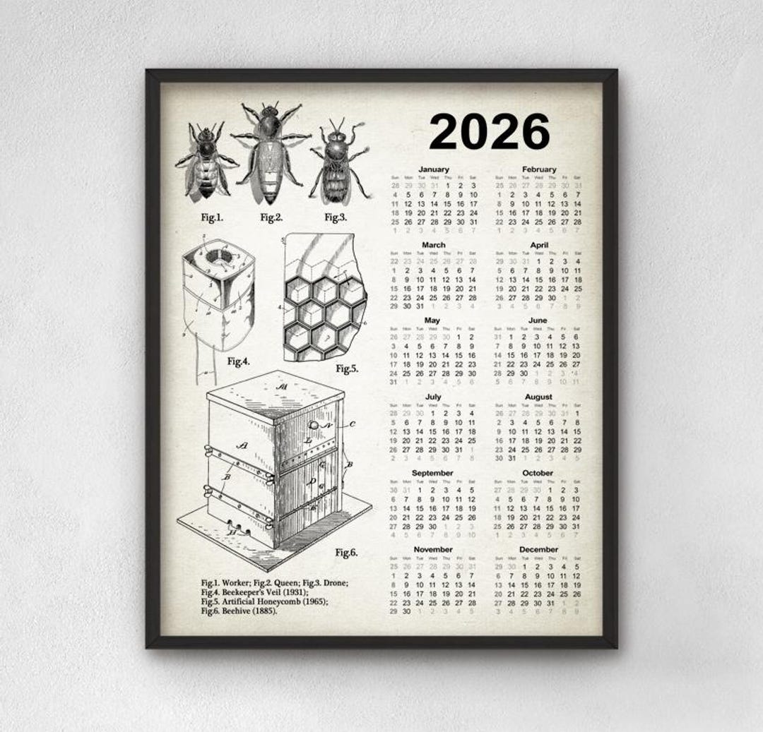 Beekeeping Patent Calendar 2026 #1, Melittology Design, Beehive ...