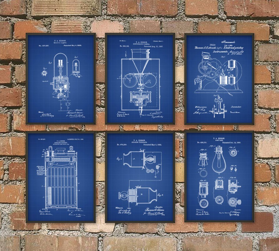 Thomas Edison Patent Inventions Set of 6 - Kinetographic Camera ...